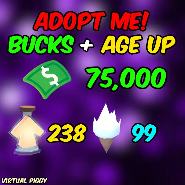Age Up Potions + Bucks + Shiver Cone Bait - Adopt Me Game Item - Gameflip