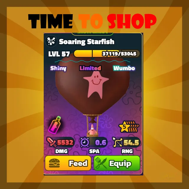 Spongebob Tower Defense | 5 STAR SHINY WUMBO SOARING STARFISH - Game ...