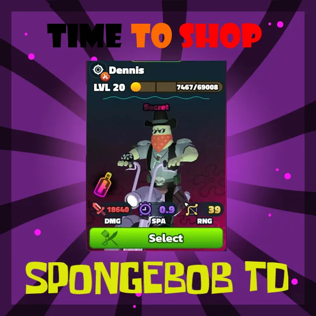 Spongebob Tower Defense DENNIS - Game Item - Gameflip