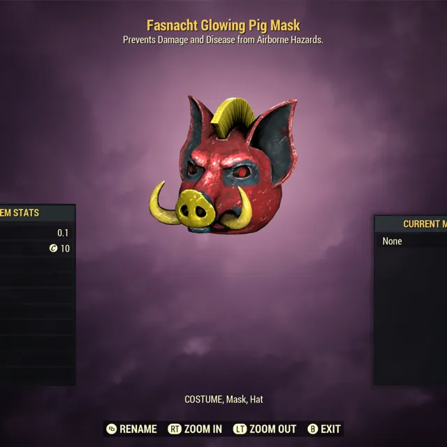 Glowing Pig Mask - Fallout 76 Game Item - Gameflip