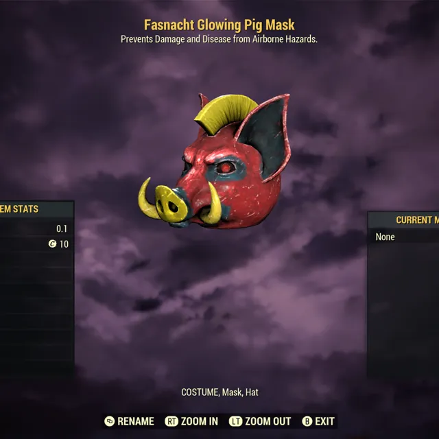 Glowing Pig Mask - Fallout 76 Game Item - Gameflip