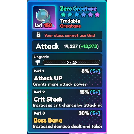 World Zero - Perfect Zero Axe - World Zero Game Item - Gameflip