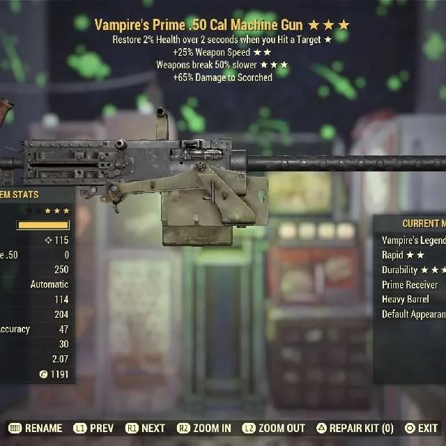 V2550break .50 Cal MG - Fallout 76 Game Items - Gameflip