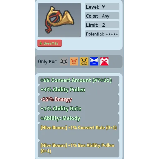 Bee Swarm Simulator Toy Horn 1% bee ability pollen - Roblox Game Item ...