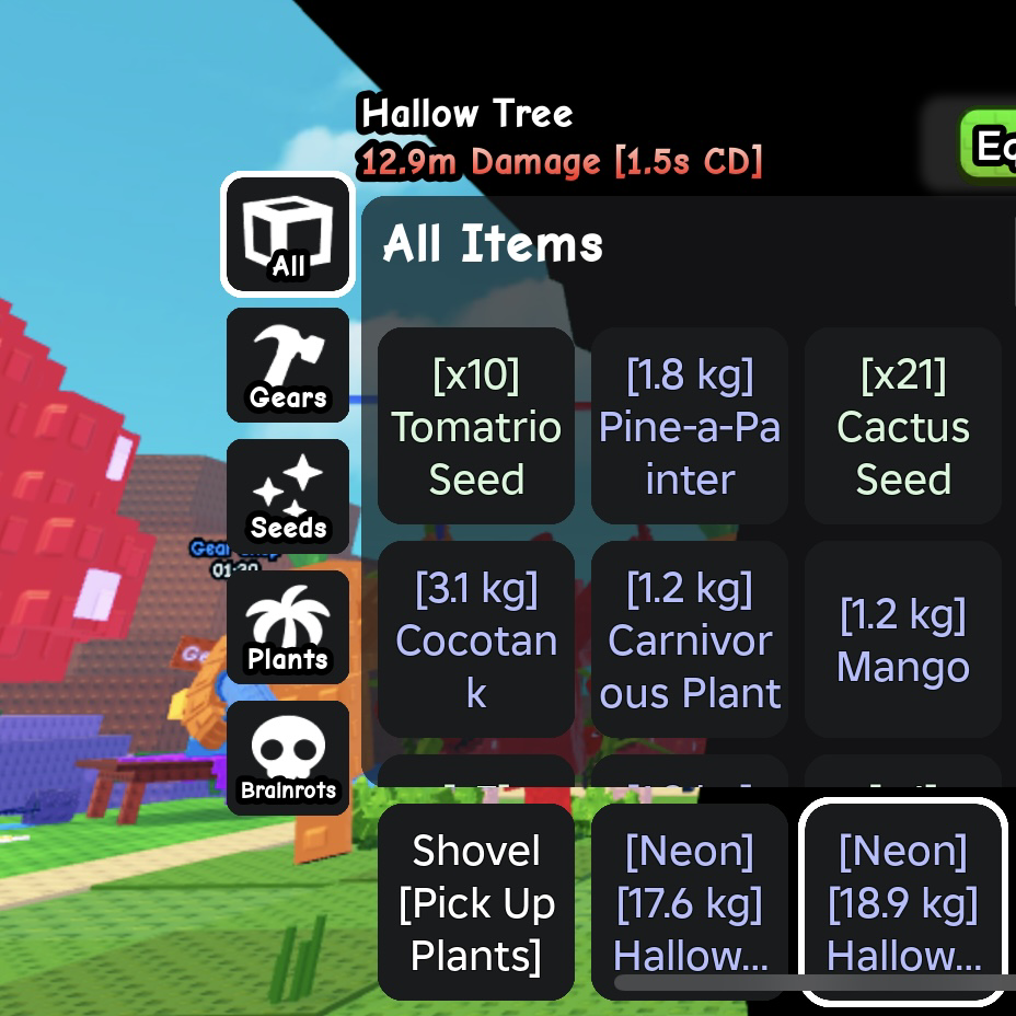 Hallow Tree 12.9m Dmg - Plants vs Brainrots Game Item - Gameflip