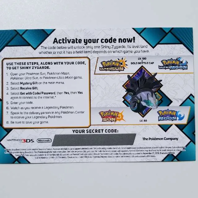 Shiny Zygarde - 3DS Game - Gameflip
