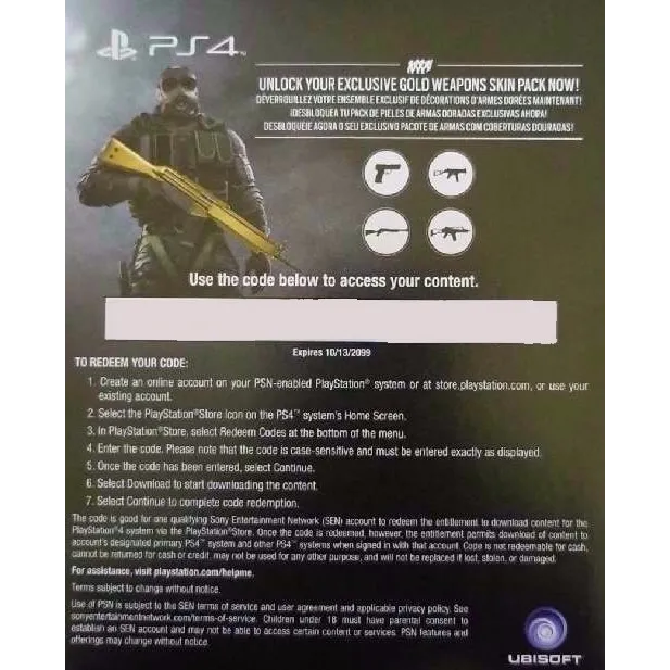 Rainbow Six Siege Gold Weapons skins - PS4 Game - Gameflip