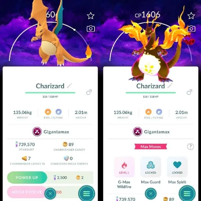 Nonshiny Gigantamax Charizard Background Registered trade 20k Stardust ...