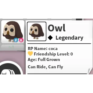 OWL (FR) - ADOPT ME / ADOPT ME! - Adopt Me Game Item - Gameflip