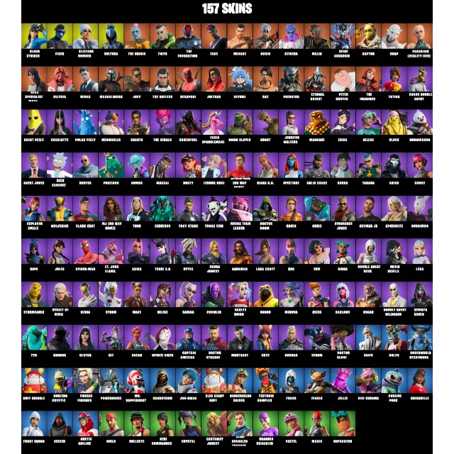 FORTNITE 157 Skins: Cloud Striker | Fixer | Blizzard Bomber | Sultura ...