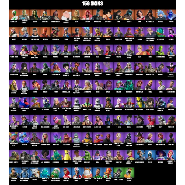 FORTNITE 156 Skins: Backlash | Spectra Knight | Hades | Sentinel | Kado ...