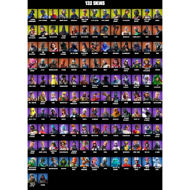 FORTNITE: 132 Skins: Black Knight | Stealth Reflex | Rogue Agent ...