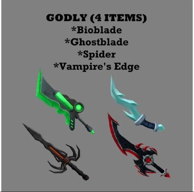 MM2 Bioblade (4 ITEMS) - Murder Mystery 2 Game Item - Gameflip