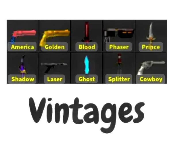 MM2 VINTAGE SET 10 ITEMS - Murder Mystery 2 Game Item - Gameflip