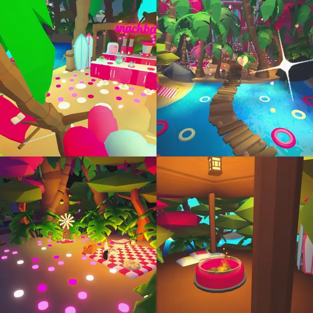 Preppy pink adopt me home house jungle island build - Other - Gameflip