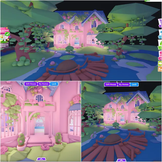 Pink and blue overgrown adopt me cottage home house build - Game Item ...