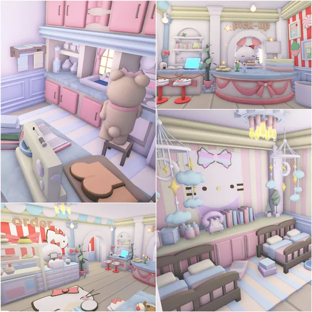 Adorable Hello Kitty Café House | Adopt Me Home House Build - Other ...