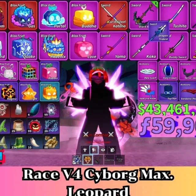 Blox Fruit | Level 2800 Max. | Cyborg V4 Tier Max. | Godhuman+CDK+Shark ...