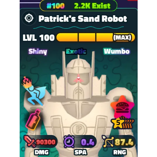 SPONGEBOB TOWER DEFENSE - SW PATRICK'S SAND ROBOT 5⭐ LVL 100/NC/PP 🌈 ...