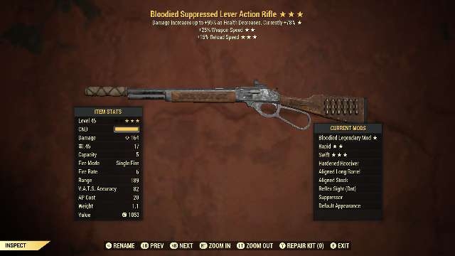 Weapon | B2515 Lever Action Rifle - Fallout 76 Game Items - Gameflip