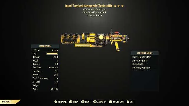 Weapon | Q50AGI Tesla Rifle - Fallout 76 Game Item - Gameflip