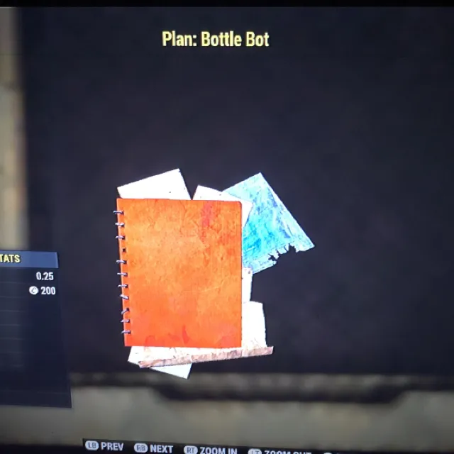 Plan | Bottle Bot - Fallout 76 Game Item - Gameflip