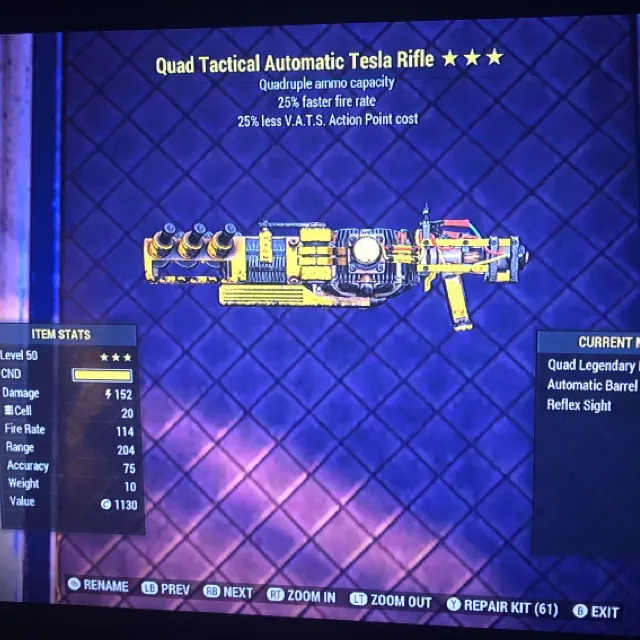 Weapon | Q2525 Tesla Rifle - Fallout 76 Game Items - Gameflip