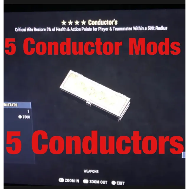 Conductor Mod - Fallout 76 Game Item - Gameflip