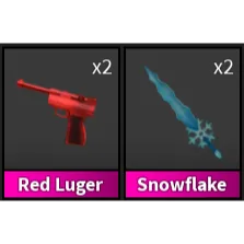 x2 Red Luger, x2 Snowflake, x2 Candy MM2 - Murder Mystery 2 Game Items ...