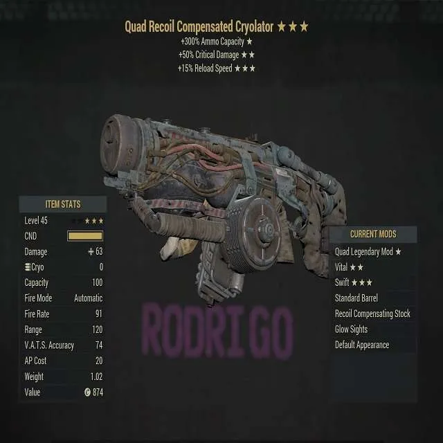 Q/50/15R CRYOLATOR - Fallout 76 Game Item - Gameflip