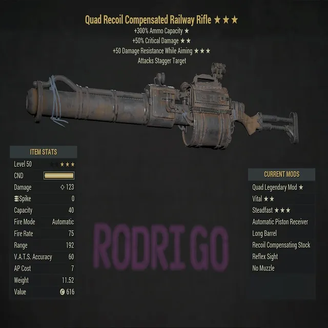Q/50/DR RAILWAY RIFLE - Fallout 76 Game Item - Gameflip