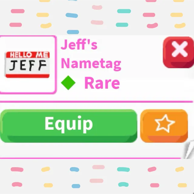 Jeff’s Nametag - Adopt Me Game Item - Gameflip