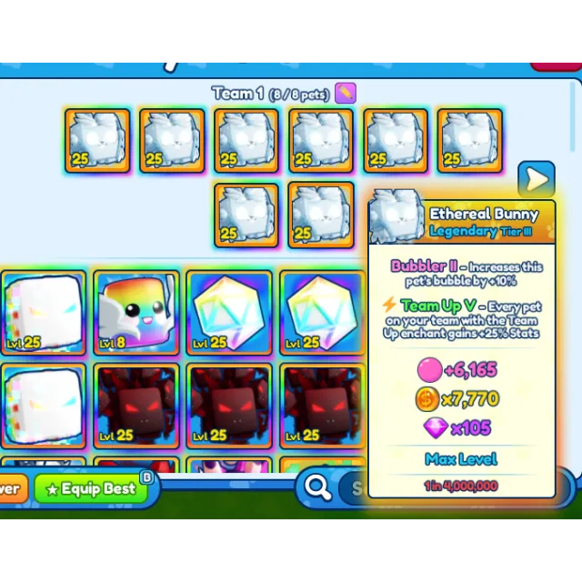 BUBBLEGUM SIMULATOR INFINITY | x8 FULL TEAM SHINY ETHEREAL BUNNY (ALL ...