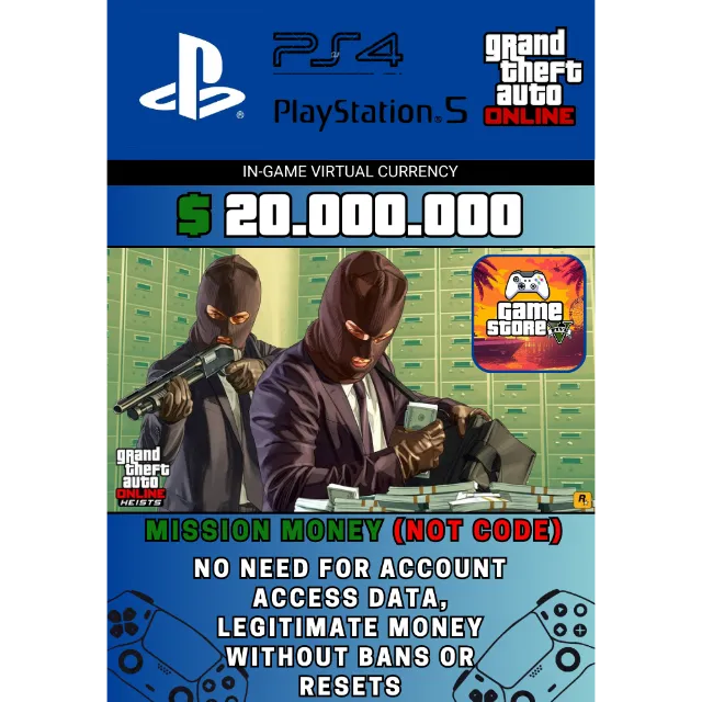 Gta 5 Shark Card Money PS4 PS5 Grand Theft Auto V Online $ 20,000,000 ...