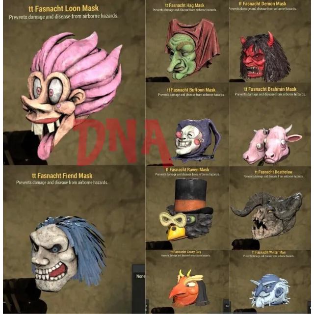 Apparel | Fasnacht non glowing rare Mask Bundle - Fallout 76 Game Item ...