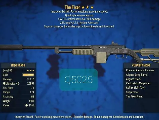 Weapon | Q5025 Fixer - Fallout 76 Game Items - Gameflip