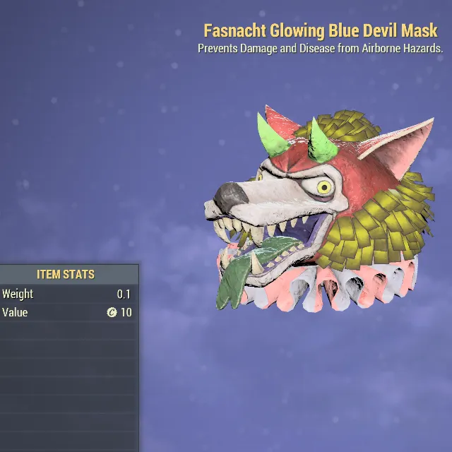 Fasnacht Glowing Blue Devil Mask - Fallout 76 Game Items - Gameflip