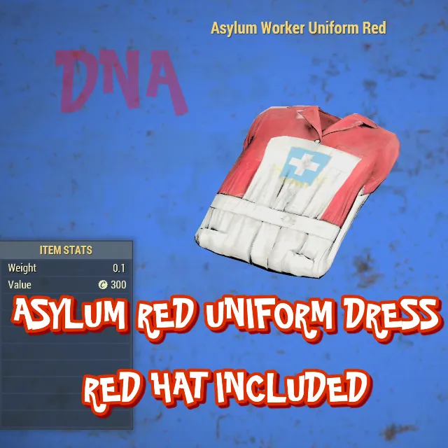 ASYLUM RED DRESS UNIFORM - Fallout 76 Game Item - Gameflip