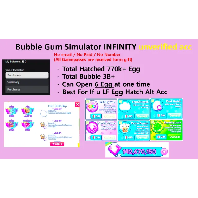 unverified Bubble Gum Simulator Infinity Account - Roblox Game Account - Gameflip