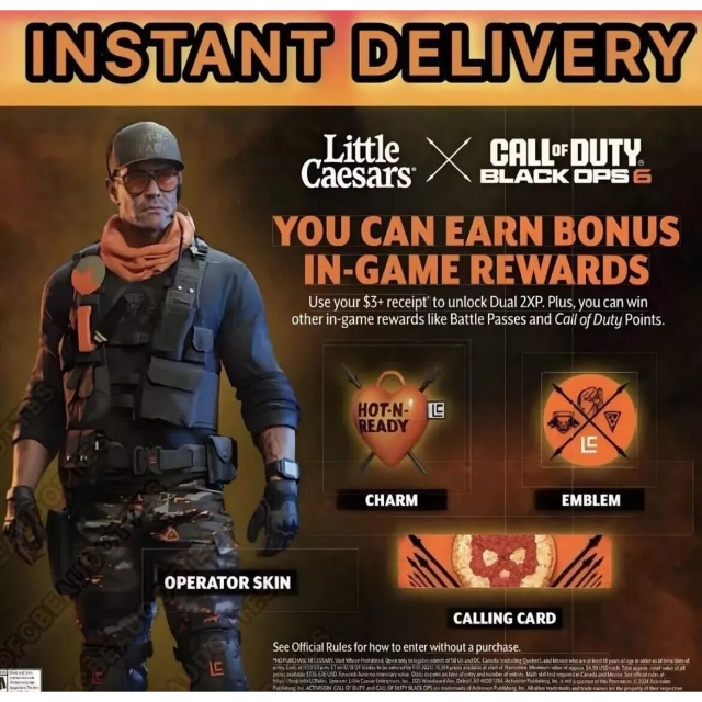 BLACK OPS 6 bo6 LITTLE CAESARS Receipt - Call of Duty: Black Ops 6 Game ...