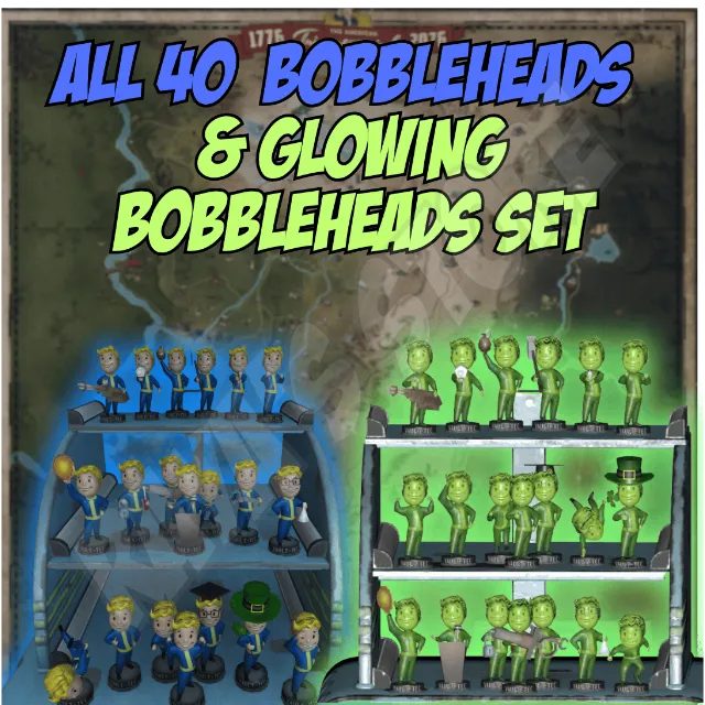All 40 Normal & Glowing Bobbleheads - Fallout 76 Game Item - Gameflip
