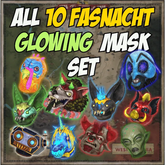 All 10 Rare Glowing Fasnacht Mask - Fallout 76 Game Item - Gameflip