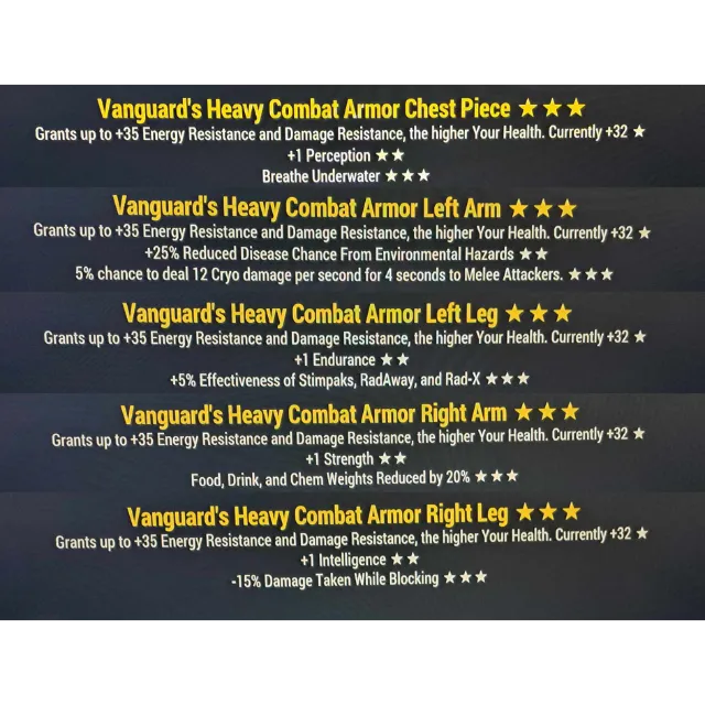 vanguard heavy combat armor set - Fallout 76 Game Items - Gameflip