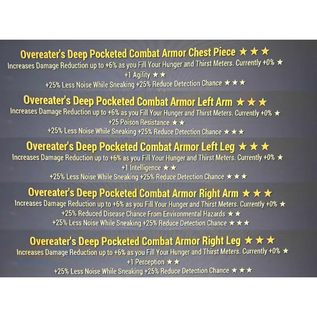 overeater htd (sneak) trapper set - Fallout 76 Game Items - Gameflip