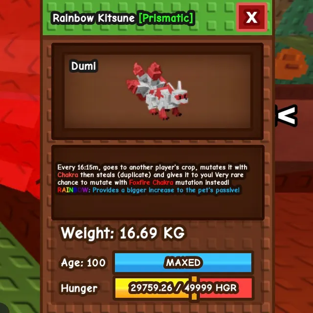 RAINBOW KITSUNE - Grow a Garden Game Item - Gameflip