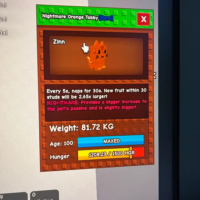 titanic nm tabby - Grow a Garden Game Item - Gameflip