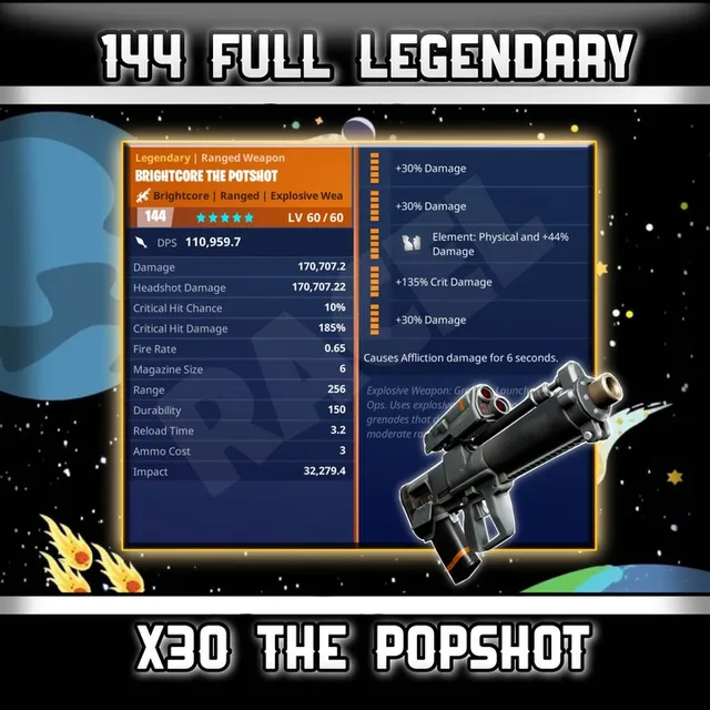 30× 144 GR The Potshot | Fortnite STW - Fortnite Game Item - Gameflip