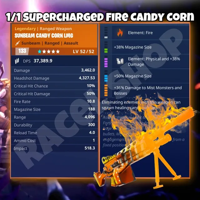 1/1 Fire Candy Corn - Fortnite Game Item - Gameflip