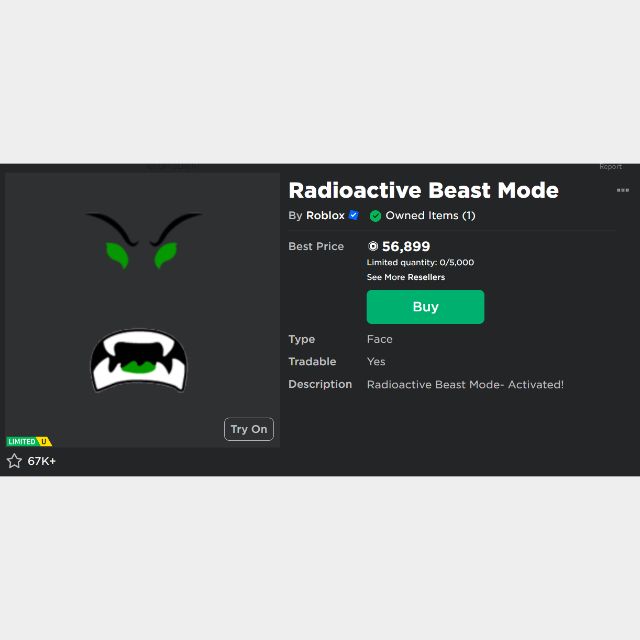 Limited | Radioactive Beast mode - Game Items - Gameflip