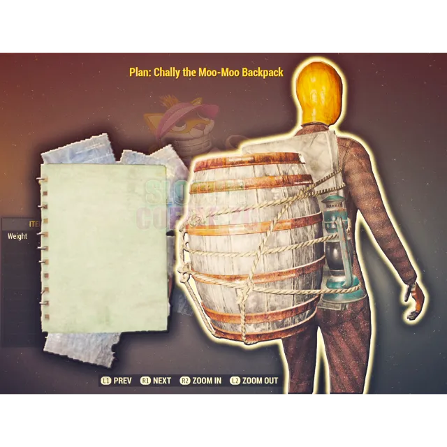 Chally the Moo-Moo Backpack Plan - Fallout 76 Game Items - Gameflip